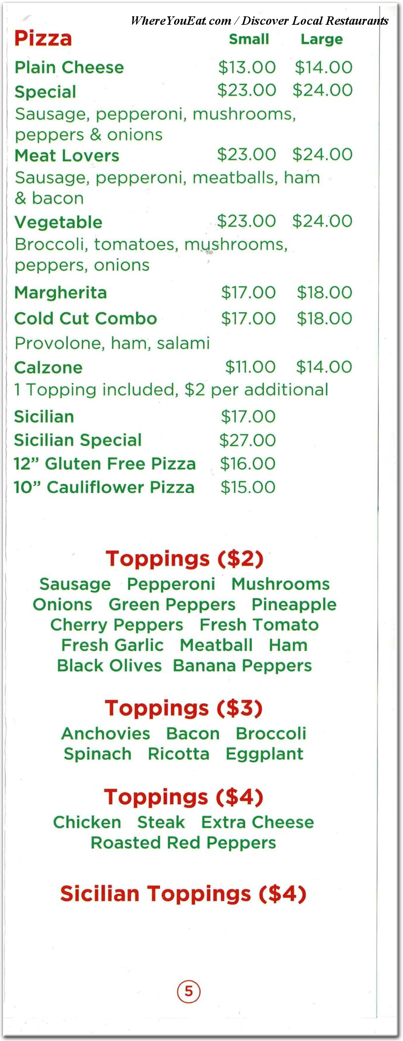 Holiday City Pizza in Jersey Shore